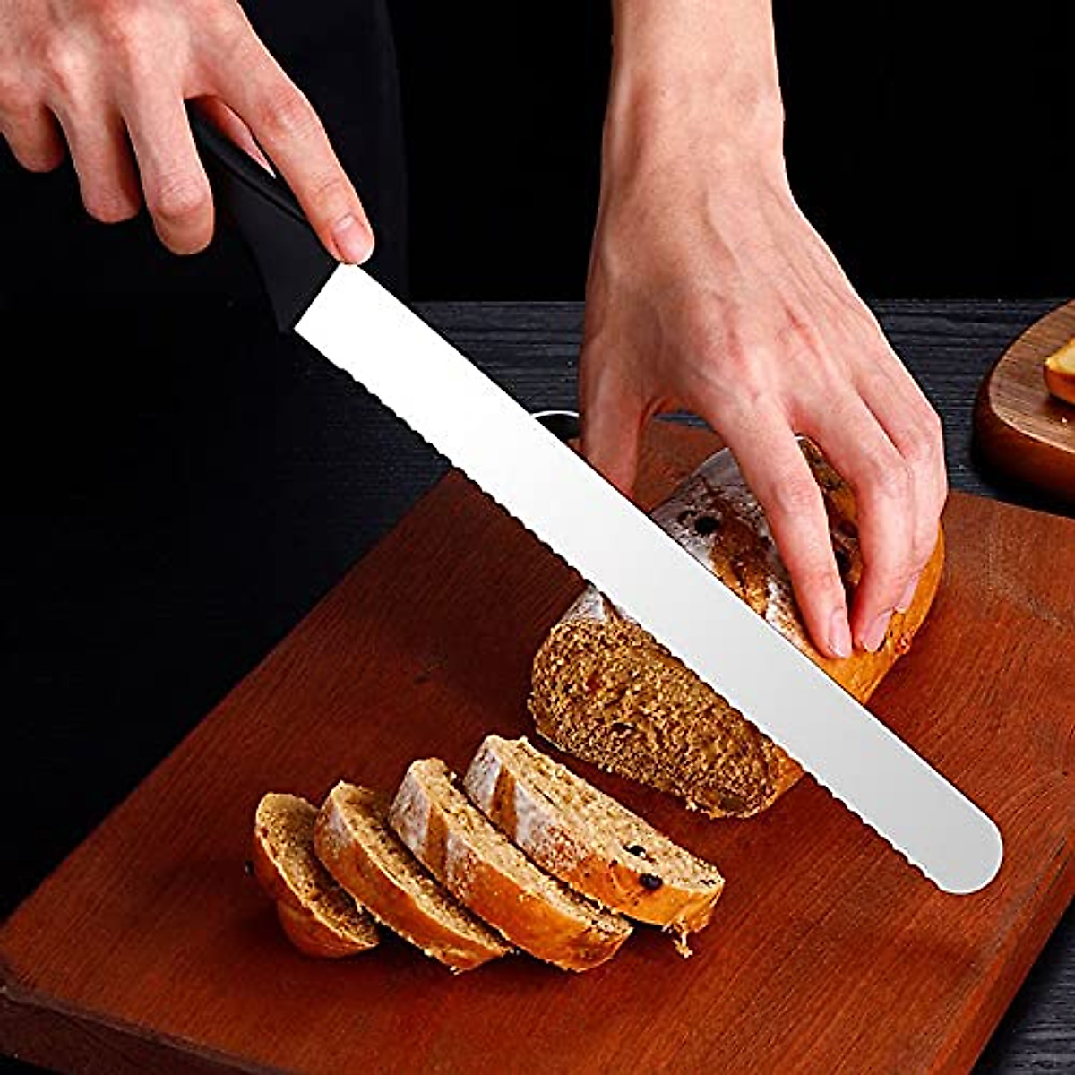 10Inch Stainless Steel Cake Knife Plastic Handle Baking Pastry Spatulas Serrated Bread Knife Kitchen Baking Tool