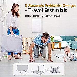 strenkitech Foldable Toddler Crib Rail - Universal Fit for Twin, Queen, Full, King Size Beds - Gray - Easy to Assemble Bed Guardrail for Infants and Toddlers (32 Inch)