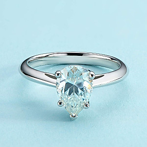 AINUOSHI Sterling Silver Moissanite Diamond Ring, 2.0ct Pear Shaped Wedding Ring, D-E Color Grade, Perfect for Wedding, Engagement Proposal and Anniversary. Size 8.0 In US