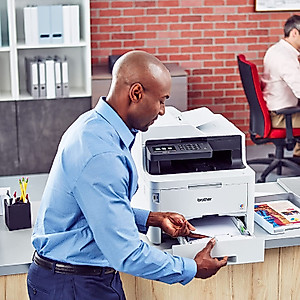 Brother MFC-L3770CDW Wireless Color All-in-One Laser Printer, Auto 2-Sided Printing, 3.7 Inch Color Touchscreen, Print Scan Copy, 30-Sheet Capacity, Bundle with JAWFOAL Printer Cable