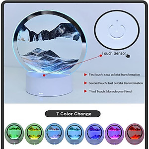 Desniltol 3d Moving Sand Art Picture Desk Lamp, 360° Rotating Hourglass Lights, RGB Color Changing Table Lamp,Sand Art Liquid Motion Colorful Creative Sea 3d Glass Quicksand Painting Night Light(Blue)