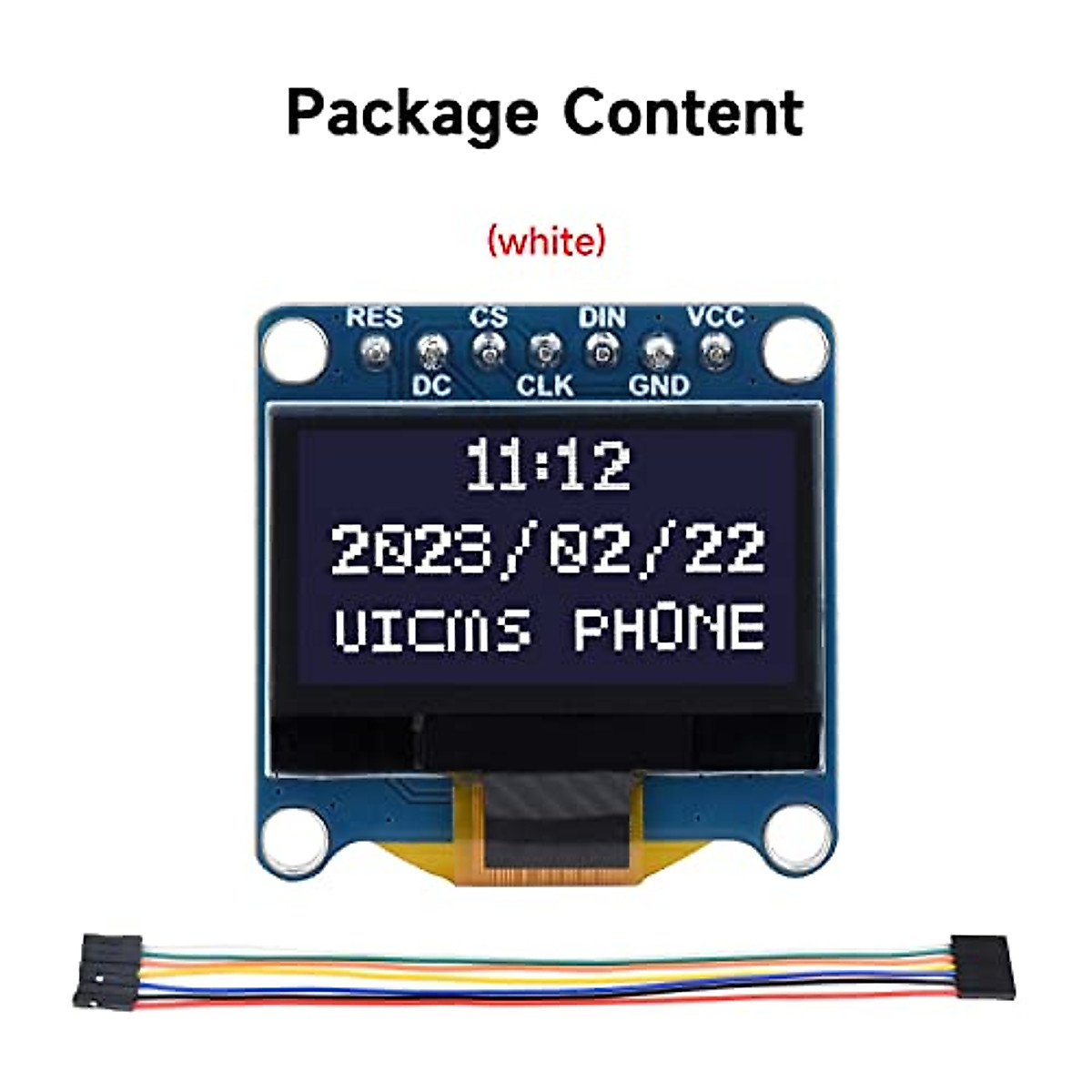 waveshare 0.96inch OLED Display Module, 128×64 Resolution, SPI / I2C Communication, White Version