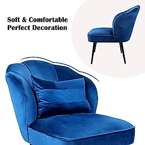 ECOMEX Velvet Accent Chair with Ottoman, Living Room Chair and Ottoman Set,Modern Lounge Chair with Footrest, Accent Chair with Foot Rest, Single Sofa Chair for Bedroom, Office, Hosting Room.(Blue)