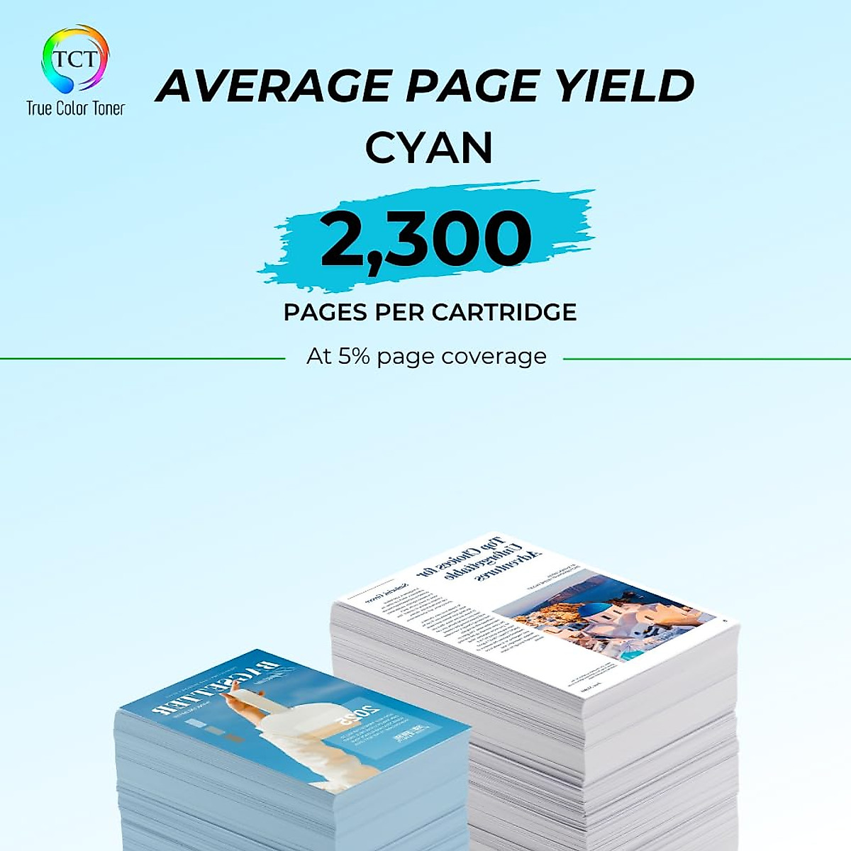 TCT 046A Cyan Toner Cartridge - Premium Compatible Replacement for Canon 046 Cyan Works with Canon Color ImageClass MF731CDW MF733CDW MF735CDW LBP654CDW Printers (2,300 Pages)