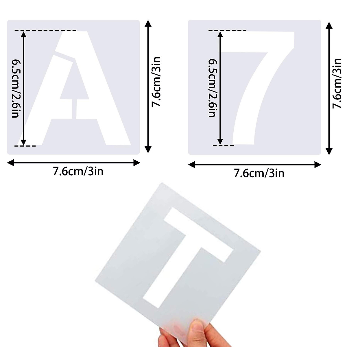 36 Pieces Large Alphabet Letter Stencils Number Stencils Reusable Letter Stencils for Painting on Wood Wall Fabric Rock Chalkboard Glass (3 Inches)