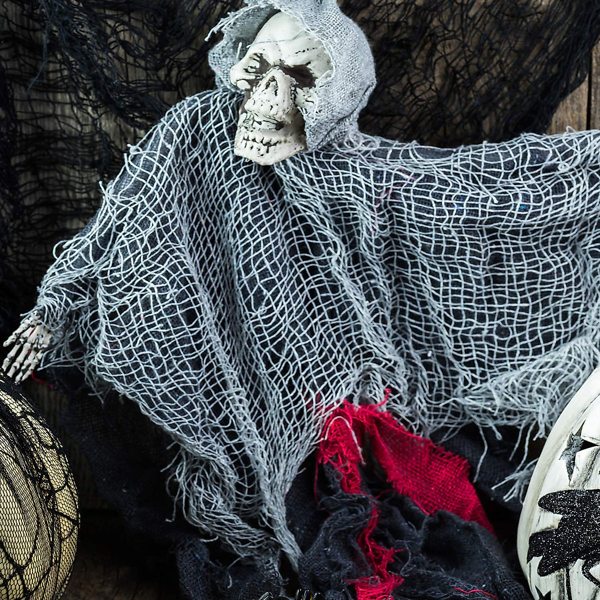 JOVITEC 4 Pack Halloween Creepy Cloth Spooky Fabric Cloth Loose Weave Gauze Freaky Cheesecloth for Haunted Halloween Party Decoration (2 Yards x 30 Inch，Black)