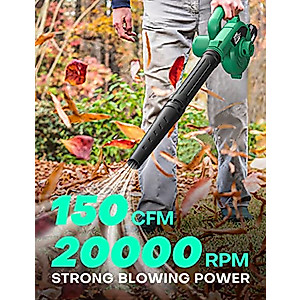 KIMO Cordless Leaf Blower & Vacuum, 2-IN-1 20V Leaf Blower Cordless with Battery and Charger, 150CFM Lightweight Mini Cordless Leaf Vacuum, Handheld Electric Blowers for Lawn Care /Dust/Pet Hair
