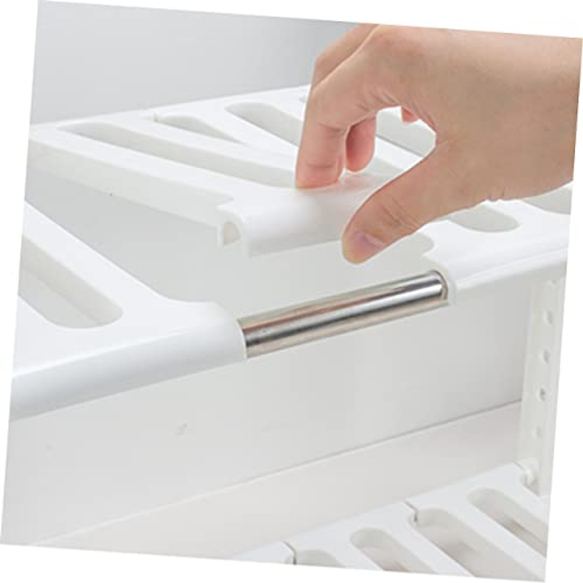 DELURA Sink Drying Rack Cabinet Storage Shelf Rack Under Sink Organizer Under Sink Expandable Shelf Organizer Bathroom Organizer Under Sink Over The Sink Shelf Curtain Tableware White/24