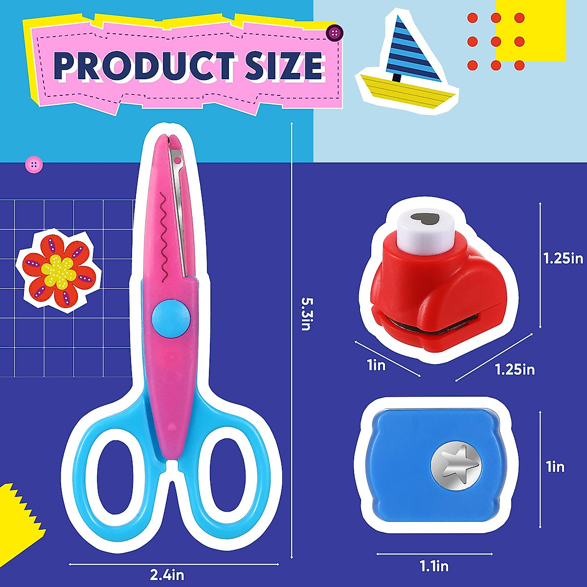 22 Pcs Craft Hole Punch and Creative Scissors Set, Including 12 Craft Pattern Scissors Decorative Edge Scrapbooking Edging Scissors, 10 Paper Punch for School Kids Adults Crafting