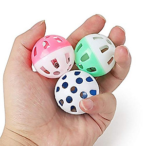 FadyDail 12PCS 5Color 1.6" Cat Toy Ball with Bell, Pet Toy Cat Bell Ball Cat Toy with Bell Cat Jingle Balls for Cats Kitten, Plastic Cat Toys Jingle Balls Pounce Chase Rattle Ball Toys
