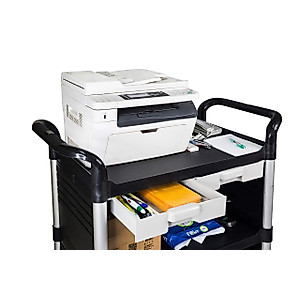 JaboEquip 3 Tier Heavy Duty Utility Cart Lockable Medical Cart Hospital Cart Lab Cart, 606 lbs Load for Lab Hospital Office, JB-3KD1, Black