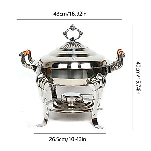 Round Chafing Dish Stainless Steel Chafer Roll Top Chafer for Catering Buffet Warmer Set Dinner Serving Buffet Warmer with Pans and Fuel Holders for Home and Restaurant Use (Style 1)