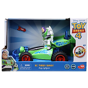 JADA Toys Disney Pixar Toy Story 4 Turbo Buggy W/Buzz Lightyear Radio Control Vehicle, 2.4 Ghz, 1: 24, Multi