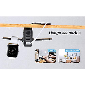 ZONV Headphone Stand Under Desk 5 USB QC 3.0 Quick Charger Rack Headset Hook Holder Hanger Mount Station(8A/40W), Pc Gaming Headsets Switch Earphone Wire Organizer Adapter