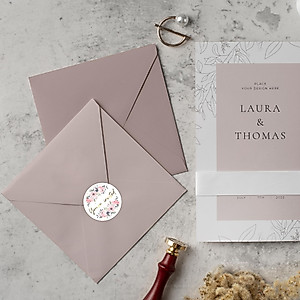 Mobiusea Creation Floral Party You're Invited Envelope Seal Stickers | 1.4 inch | Gold Foil | 54pcs Waterproof Invitation Stickers for Wedding, Bridal Shower, Birthday, Boho Girl Baby Shower