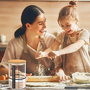 Sourdough Starter Jar with Wooden Lid 900ml Sourdough Starter Container, Wide Mouth Clear Sourdough Fermentation Jar Glass Starter Jar with Temperature Paper Spatula Rubber String for Baking Bread