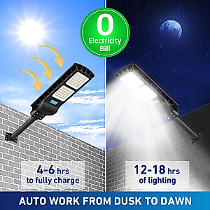 AllEASY Solar Street Light Outdoor Waterproof, 600LEDs 30000lm, IP67 Solar Flood Lights Dusk to Dawn Lighting with Remote Control, Security Motion Sensor Lamp for Garage, Yard