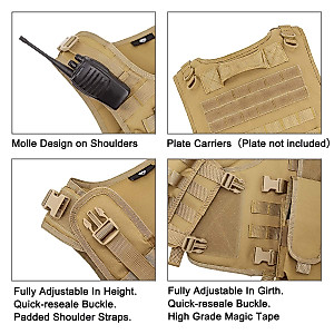 MGFLASHFORCE Tactical Airsoft Vest Adjustable Modular Paintball Vest (Tan)
