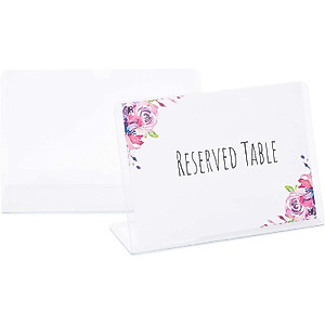 Slant Back Acrylic Sign Holder, Horizontal Sign Display (7 x 5 in, 6 Pack)