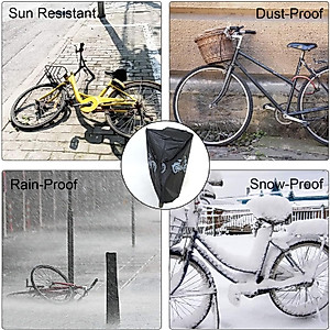 Bike Cover Waterproof Dustproof Cover for Indoor and Outdoor Use Rain Sun UV Wind Snow Proof Resistant Bicycle Storage (Black)