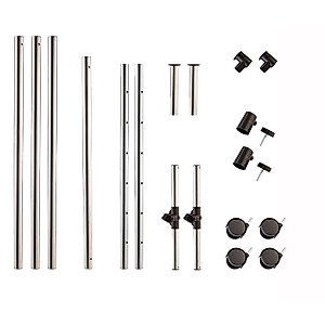 LiaMeE Freestanding Rolling Adjustable Clothes Rack for Wardrobe with Single Bar, Laundry Room Organization Shelves, Vertical Hanging Rack for Commercial Displaying, L44.9 x W20.1 x H63 in