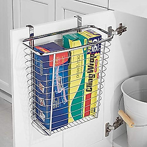 iDesign Axis Steel Over the Cabinet Storage Basket Organizer for Kitchen, Pantry, Bathroom, Office, Dorm Room, 7.1" x 12.2" x 14.2", Chrome