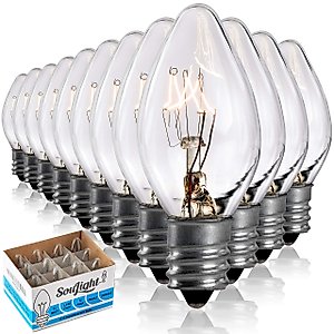 Salt Rock Lamp Bulb 12 Pack. 15 Watt Replacement Bulbs for Himalayan Salt Lamps & Baskets, Chandeliers, Scentsy & Wax Warmers, Night Lights. E12 Socket with Candelabra Base, C7