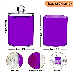 Carlonge Purple Qtip Holder Dispenser for Cotton Ball,Bathroom Organizers and Storage Containers,Plastic Jars with Lid Apothecary Jar for Cotton Swabs Pads 4 YIXIN21