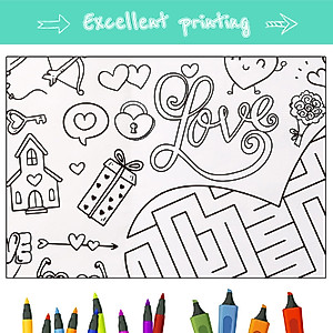 GWHOLE Giant Coloring Poster 40 x 28 Inch Table Cloth Wedding Themed Coloring Tablecloth Colorable Tablecloth for Wedding, Bridal Shower