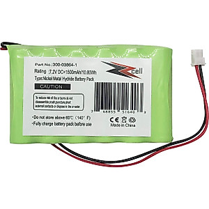 ZZcell 2-Pack Battery for Honeywell Alarm 300-03864-1, Lynx L3000, Lynx L5000, Lynx L5100, ADEMCO 300-03865, 7.2V, 1500mAh (NOTE: Please Check Part Number Before Purchase -Battery Connector- 2 Prong)