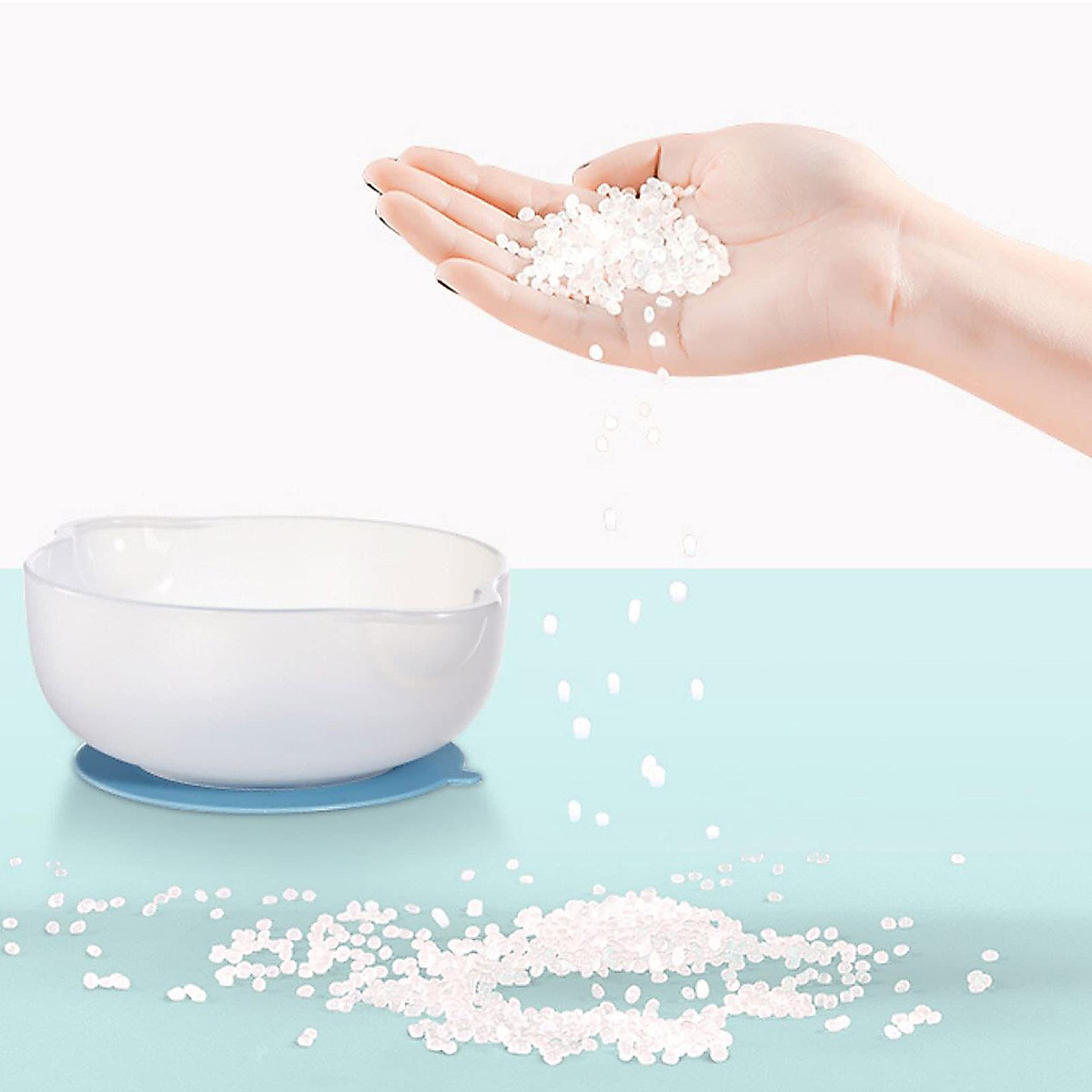 Cream Kids Baby Silicone Suction Plate,Bowl,Spoon,Fork and Baby Food Scissors 5 Piece Set with - BPA Free -Great Kids Food Gift Pack(Macaron Light Blue)