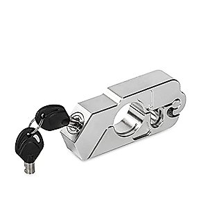 Bravedog Motorcycle Lock - Universal  Alloy CNC Motorcycle Handle Throttle Grip Security Lock with 2 Keys to Secure a Bike, Scooter, Moped or ATV in Under 5 Seconds(Silver)