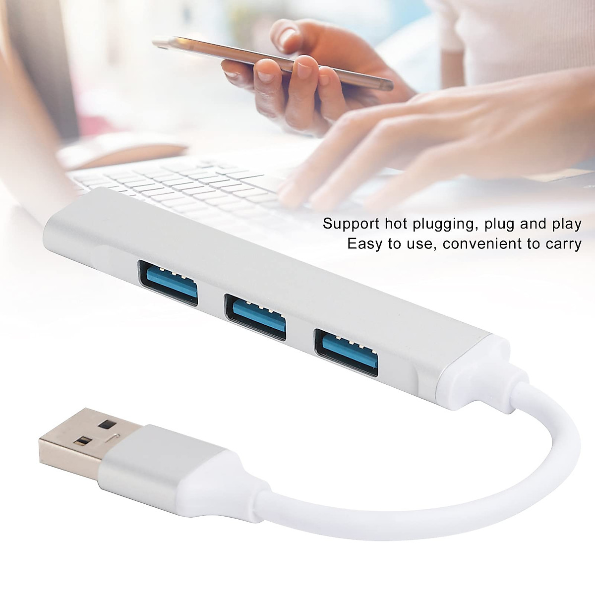 USB C Hub Multiport Adapter, USB3.0 Hub 4 Port Aluminum Alloy Adapter Converter UltraHigh Speed Splitter Accessories