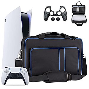 TECTINTER PS5 Carrying Case Travel Case PlayStation 5 Carrying Case Travel Bag,Compatible with PS5 Console Digital/Disk Edition,Large holding PS5 Controllers,Game Cards,HDMI,Laptop,Ideal Gift
