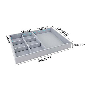 Svea Display Grey Velvet Stackable Organizer Premium Quality Stackable Tray (6 Grid Flat)