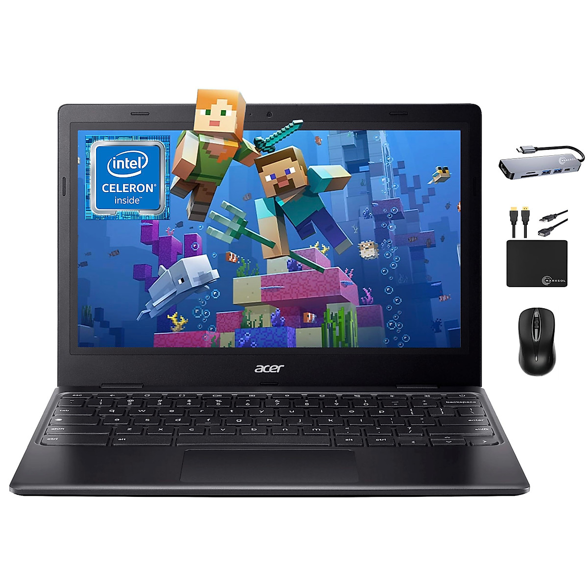 2022 Newest Acer 311 Chromebook Laptop Student Business, MediaTek MT8183C 8-Core Processor,11.6" HD Display, 4GB RAM, 32GB eMMC, Wi-Fi 5, Bluetooth 5, Upto 15 Hours Battery, Chrome OS +MarxsolCables