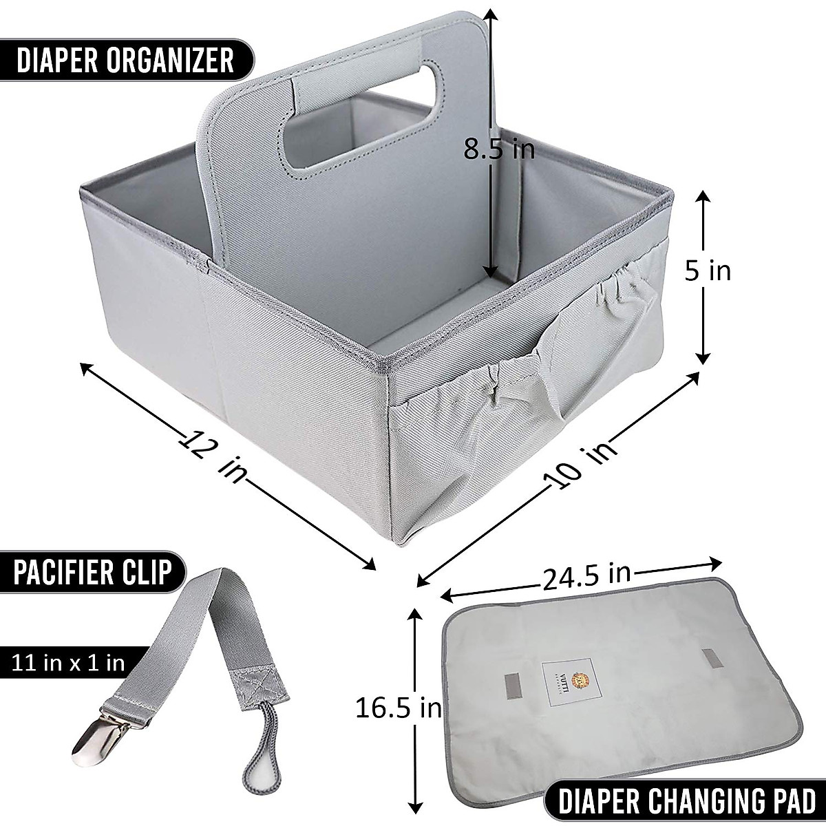 Baby Diaper Caddy Organizer Bag, Portable Essentials Storage Basket for Changing Table Nursery Station, Bags for Babies Diapers and Wet Wipes, Bottles, Pacifier, Lotions & Supplies Kit (Organizer Bag)