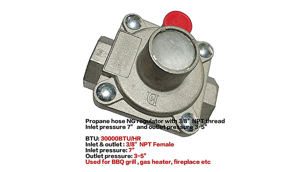 MeTer Star Gas Pressure Regulator - Precise 3-5" Outlet for Gas Appliances