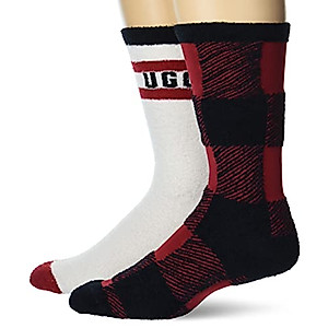 UGG Men's Kaiden Cozy 2 Pack, Samba RED Check, One Size
