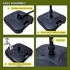 LOKATSE HOME Patio Outdoor Umbrella Base Stand Weight, Plastic Square Base Water Filled for Patio Umbrellas (Black)