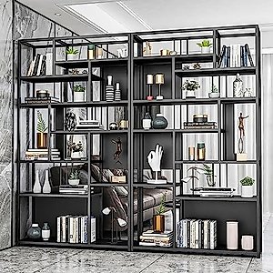 DESONIX Bookshelf Independent Bookshelf Nordic Wrought Iron Bookshelf Shelf Living Room Floor-to-Ceiling Bookcase Multi-Layer Creative Shelf Bookcase Floor Standing Bookcase