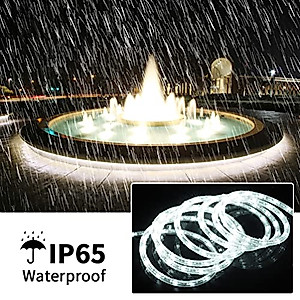 YQNLIFA Dimmable 80ft LED Rope Lights, 864 LEDs IP65 Waterproof Outdoor Indoor Linkable Cuttable Rope Light, 110V 6000K Daylight White Rope Light for Patio Garden Corridor Home Party Décor