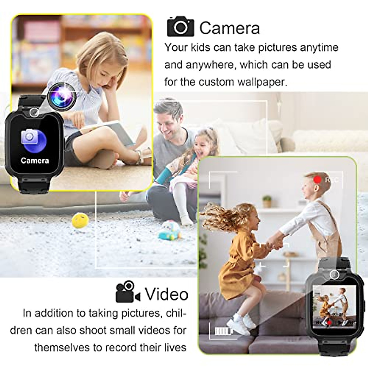 INIUPO Kids Smart Watch for Boys Girls - Smartwatches with Camera 26 Puzzle Games Alarm Music Video Calculator Torch Children Birthday Gifts Toys Toddler Wrist Watch for Kids Ages 4-12 Years (Black)