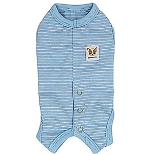 LOPHIPETS Girl Dog Shirts Recovery Suit Pajamas for Small Dog Chihuahua Yorkie Teacup Puppy Cat Clothes-Cambridge Blue Strips/S