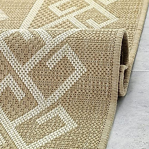 Antep Rugs Patio 8x10 Outdoor/Indoor Southwest Aztec Native Area Rug (Beige, 7'10" x 10')