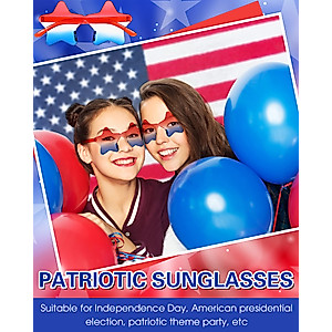 Kanayu 12 Pairs Red White and Blue Star Glasses 4th of July Rimless Sunglasses Pentagram Sunglasses for Independence Day(Red Leg)