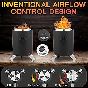 ZITYBEST Tabletop Fire Pit with Flame Control & Stand, 6.3x9.5" Low Smoke Mini Firepit for Outdoor Patio with Travel Bag & Skewer, Small Smokeless Portable Fire Bowl for Camping Yard Road Trip