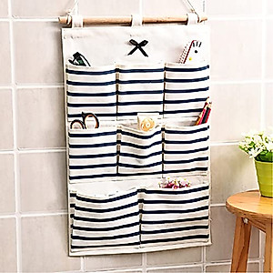 CARURLIFF 2 Packs Wall Hanging Organizer with 14 Pockets Over the Door Storage Bags for Bedroom, Entrance, Dresser (6+8 Pockets Blue)