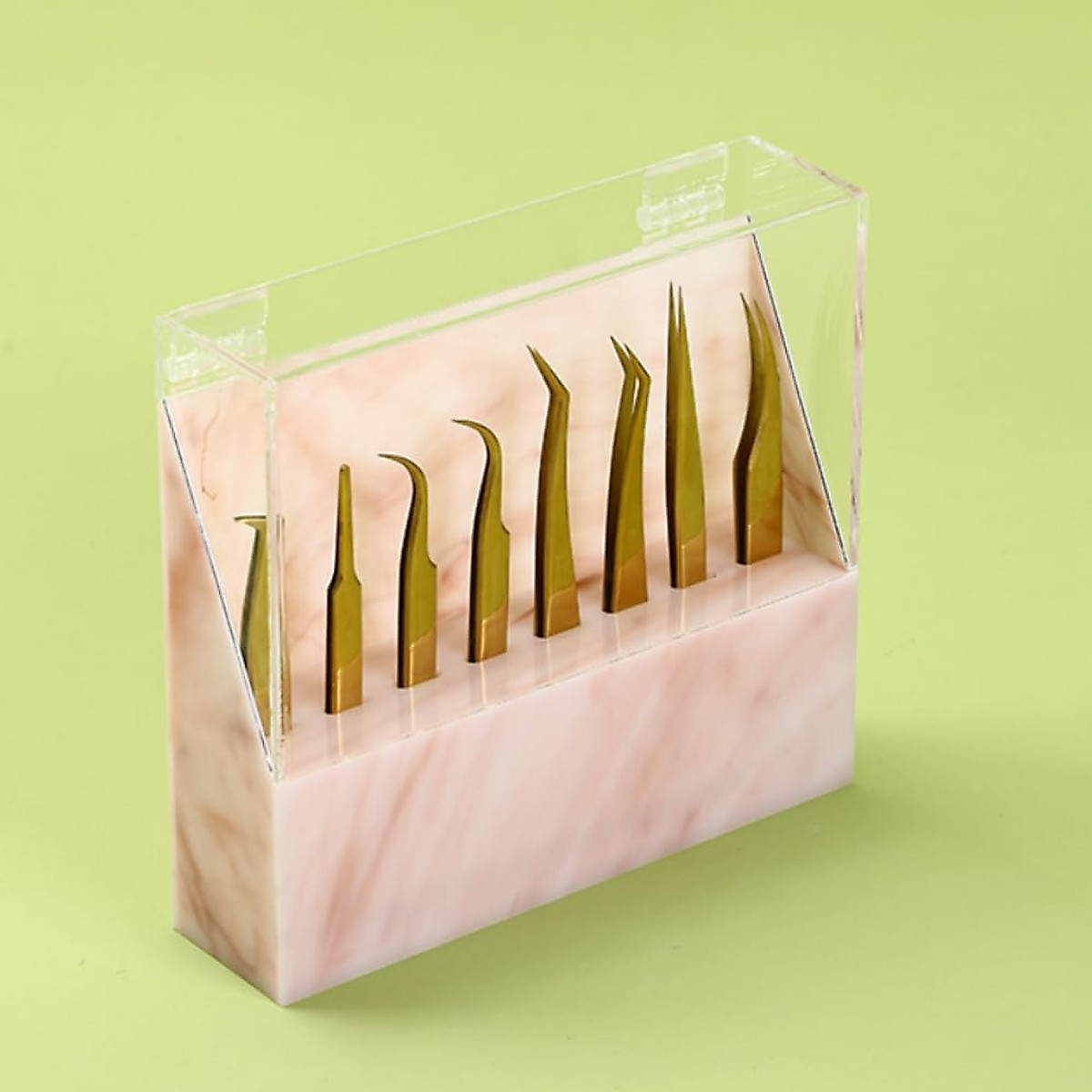 Dust-proof Tweezers Holder Lash Extension Supply Stand Holder, 8 Holes Tweezers Storage Holder for Eyelash Extensions Supplies Acrylic Display Stand Salon (Pink)1