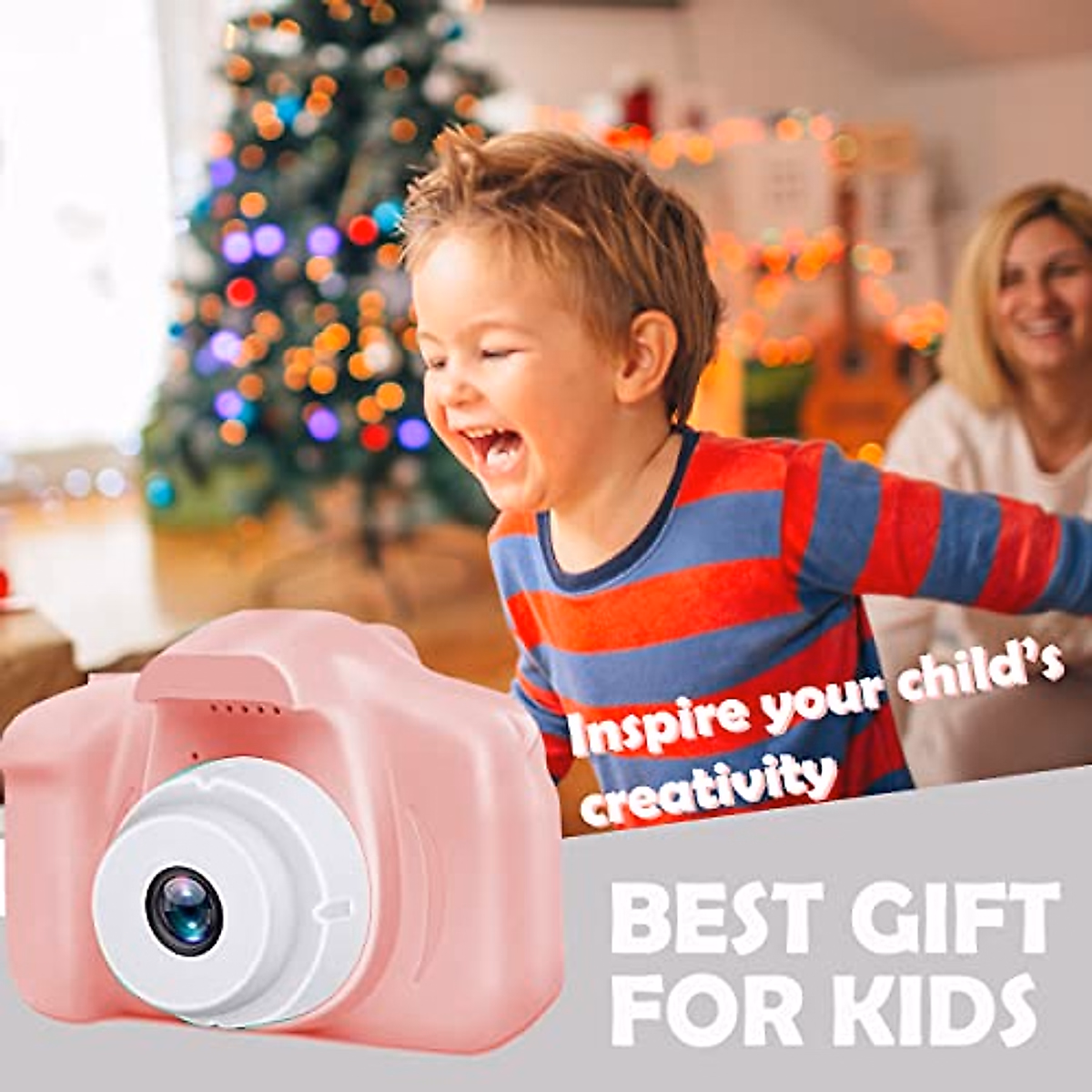 Kids Camera, Digital Camera for Kids Age 3-8, Toddler Toys Christmas Birthday Gifts for Boys and Girls, 2.0 inch IPS Screen Portable Children Toy Camera with 32G SD Card, Perfect Small Size (Pink)